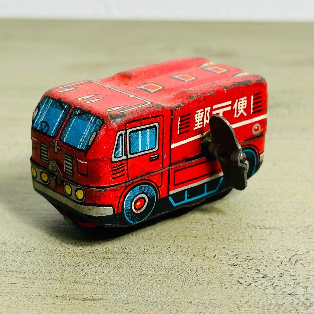 FIRE TRUCK Fire Engine Wind Up Tin Toy Rare Vintage Collectible Made in ...