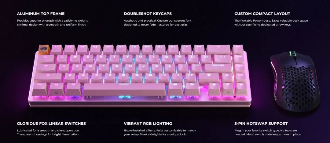 GLORIOUS GMMK 2 PRE-BUILT EDITION COMPACT (65%) MODULAR MECHANICAL ...