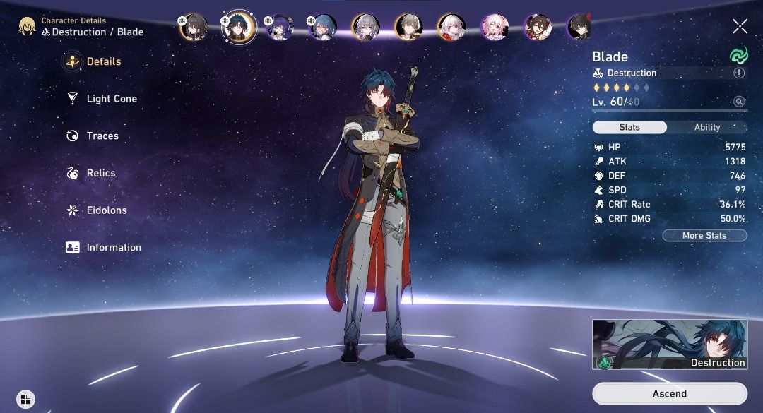 HSR Blade & Signature + Ruan Mei + Luocha + Bronya + 33 Passes Honkai ...