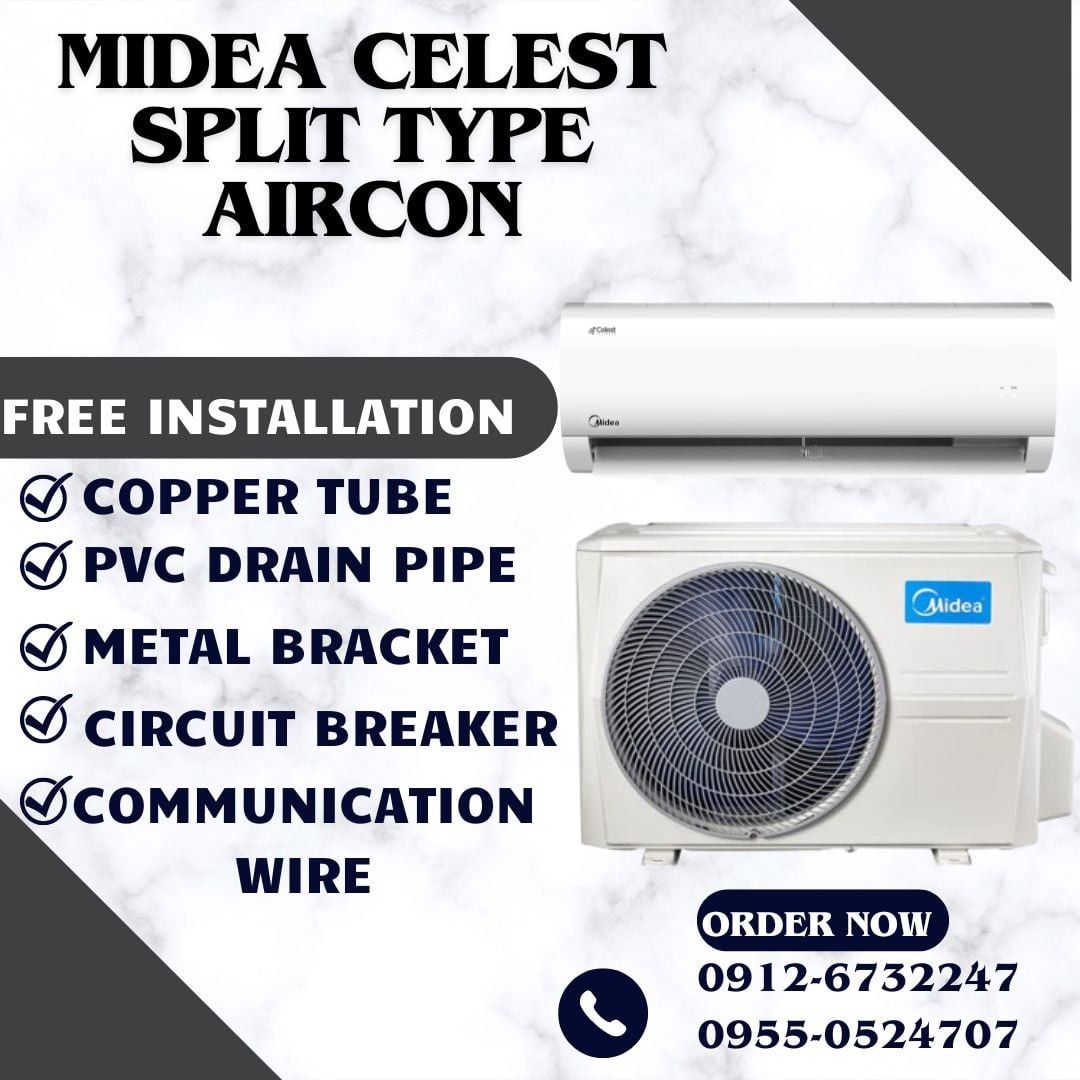 MIDEA CELEST INVERTER SPLIT TYPE AIRCON, TV & Home Appliances, Air ...