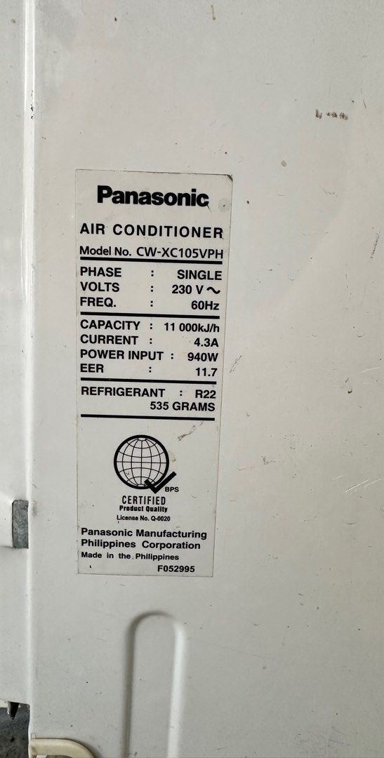 Panasonic window type AC 1HP, TV & Home Appliances, Air Conditioning ...