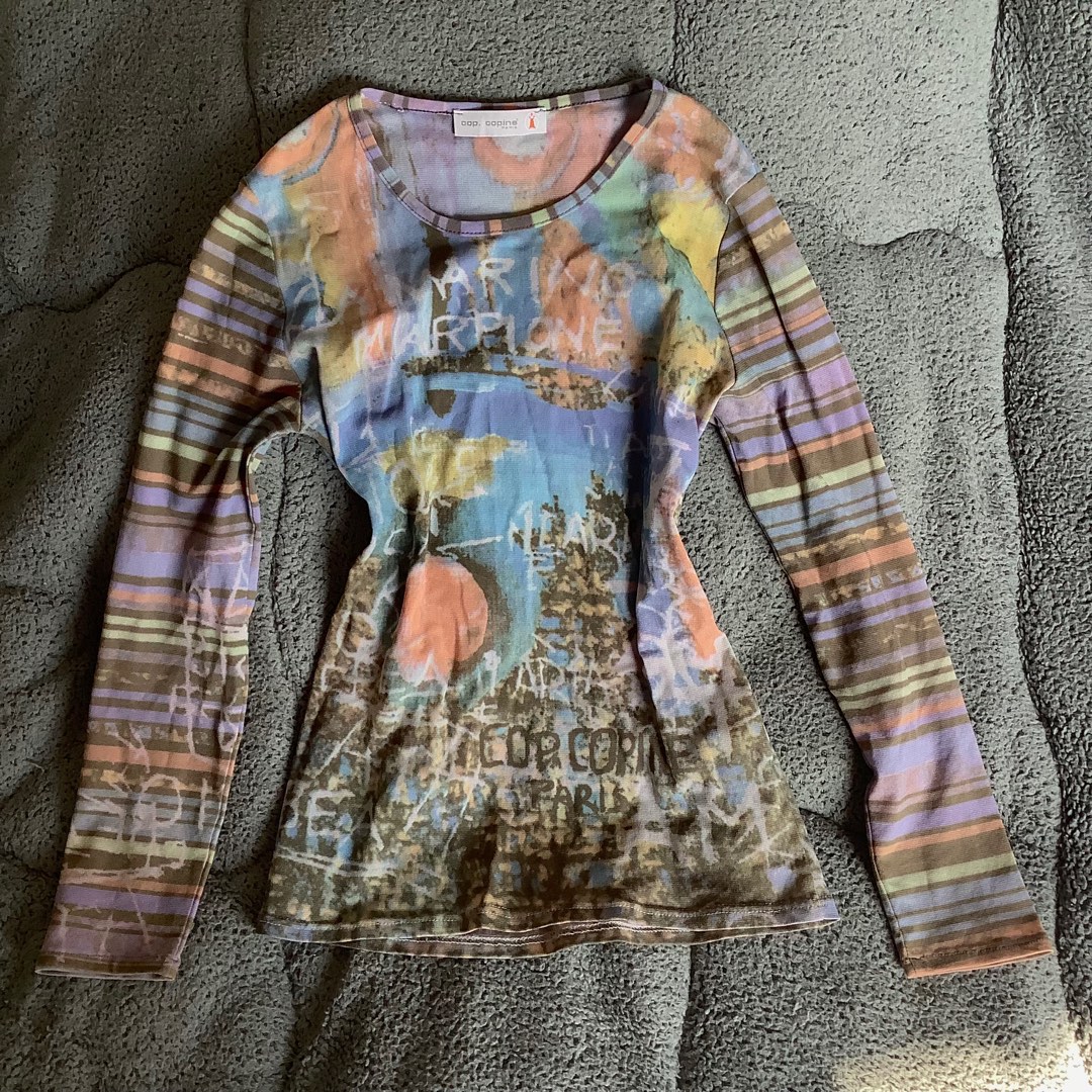 RARE Cop copine paris 2000’s graphics longsleeve see through top, Women ...