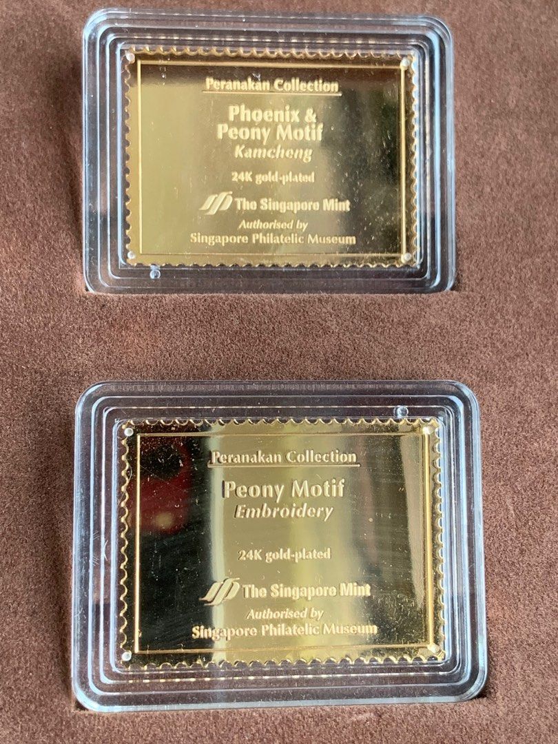S169 - Singapore Mint Gold Plated “Peranakan Collection” Stamp Ingots ...