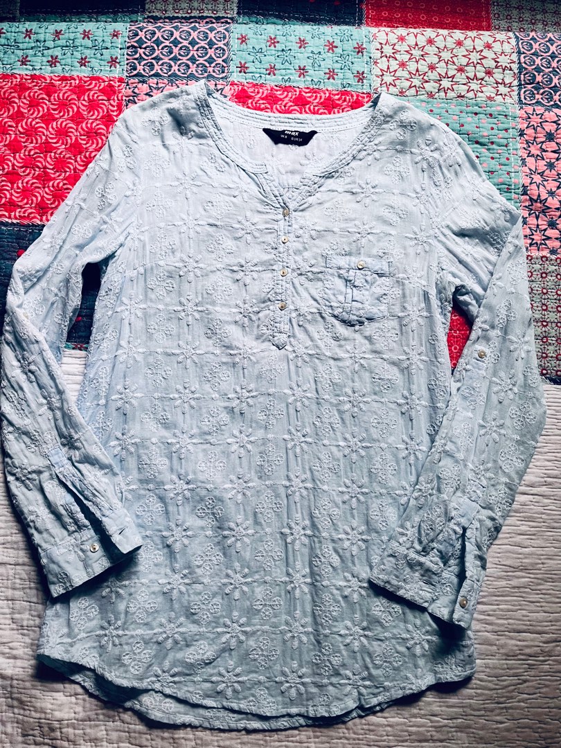 Snowflake Semi See-Through Formal Top, Women's Fashion, Tops ...