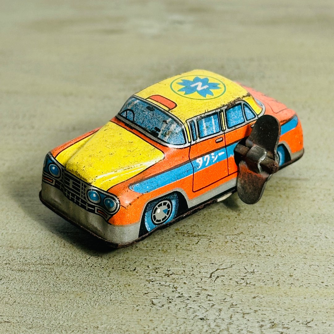 WIND UP TIN TAXI TOY CAR Nihon Kotsu Vintage Rare Collectible Made in ...
