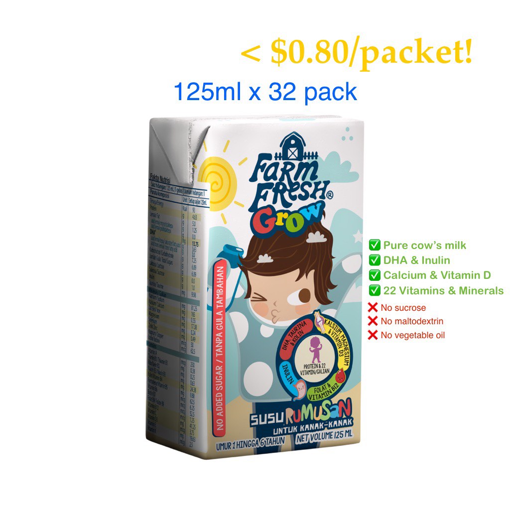 125ml Farm fresh grow up packet UHT fresh milk kids milk toddler milk ...