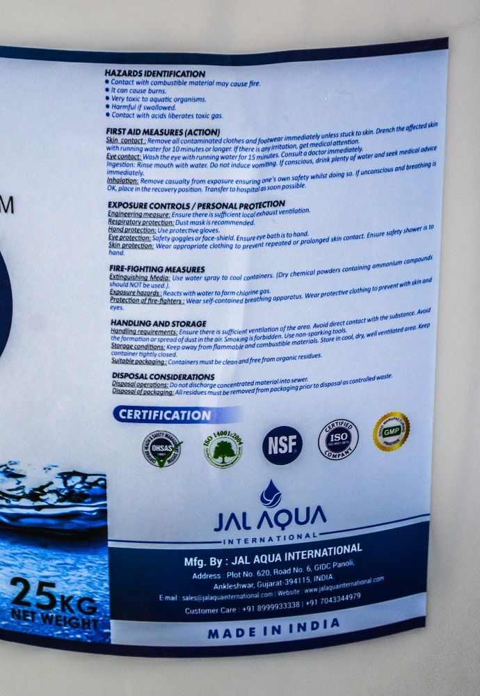 Aquatick Calcium Hypochlorite 70% (Chlorine) 25kg and 45kg - For ...