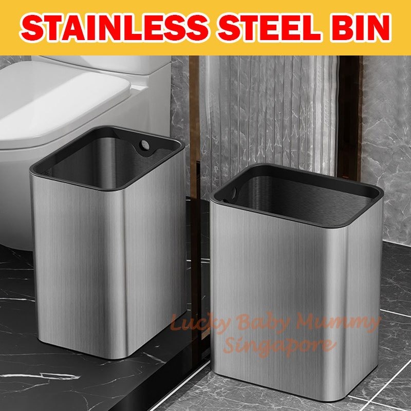[FREE DELIVERY] Stainless Steel Lidless Trash Bin Pressure Ring Large ...