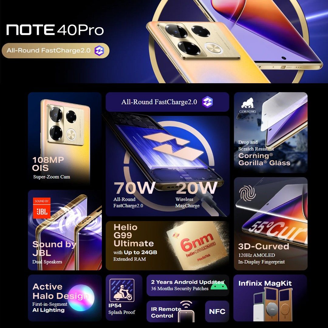 Infinix Note 40 Pro 5G Green 256 GB, Mobile Phones & Gadgets, Mobile ...