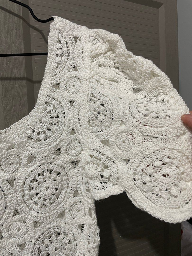 Korean Crochet Blouse, Women's Fashion, Tops, Blouses on Carousell