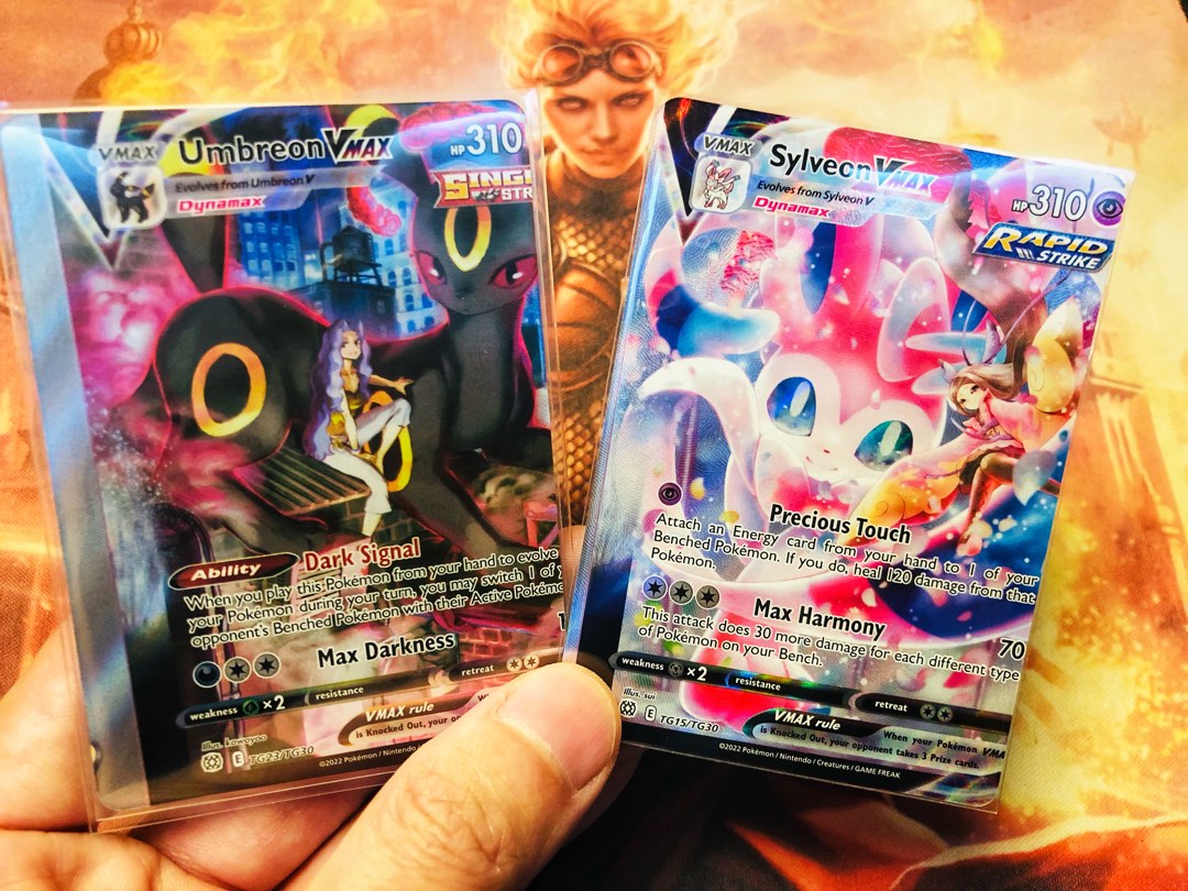 Miscut Misprint Error Pokemon card - Umbreon and Sylveon vmax, Hobbies ...
