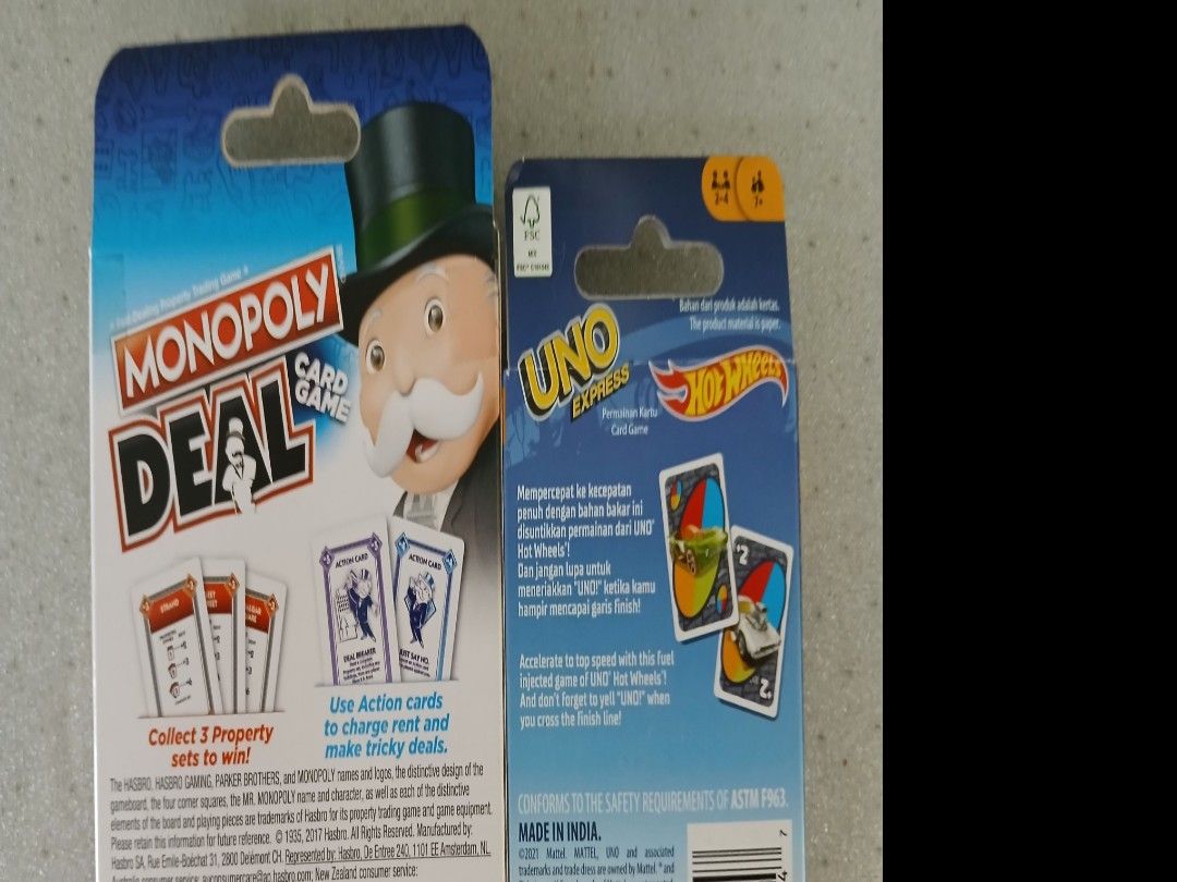 Monopoly Deal & Uno Express Hotwheels Edition by Hasbro Mattel Games ...