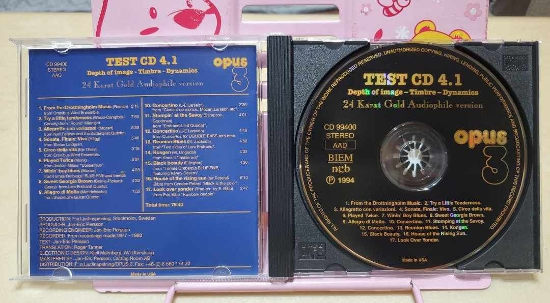 Opus 3 TEST CD 4.1 金碟美國盤 發燒音響示範碟, 書籍、休閒與玩具, 樂器、音樂相關, CD、DVD在旋轉拍賣