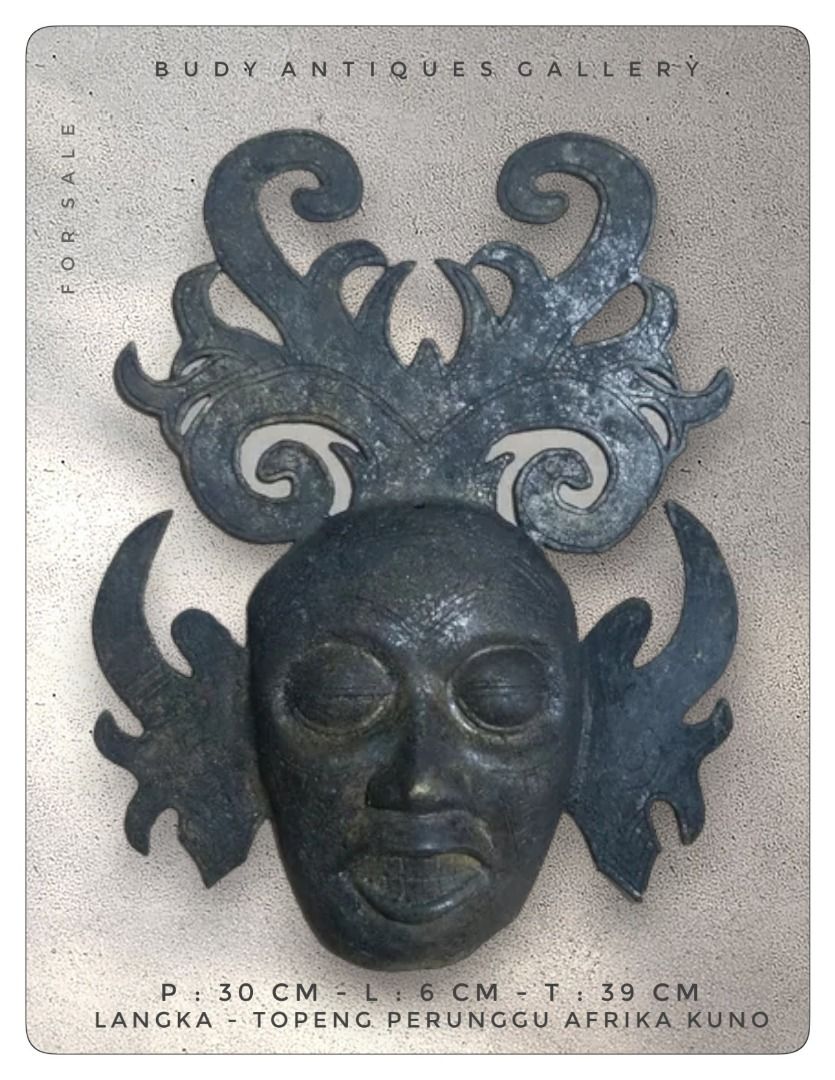 Pajangan Langka Topeng Perunggu Kuno Etnik Afrika Barat, Antik ...