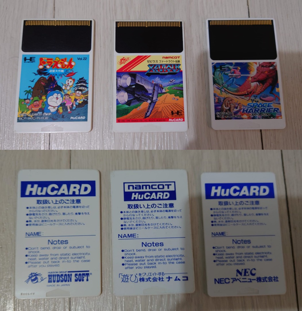 PCE PC-ENGINE (請睇內文價錢) 多款 HUCARD GAME 遊戲, 多啦A夢 叮噹 Doraemon $80, SPACE ...