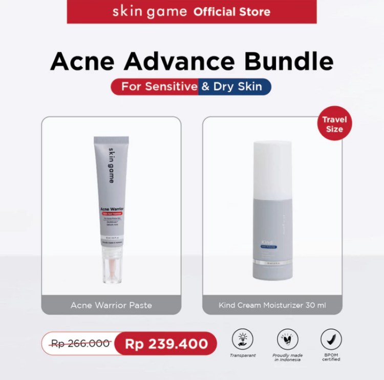 Skin Game Bundle (Sensitive & Dry) Acne Warrior and Acne Moisturizer ...