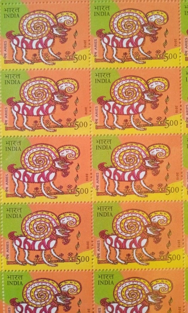 2010 ASTROLOGICAL SIGNS ( 5Rs) commemorative stamp sheet of 35 , 1 ...