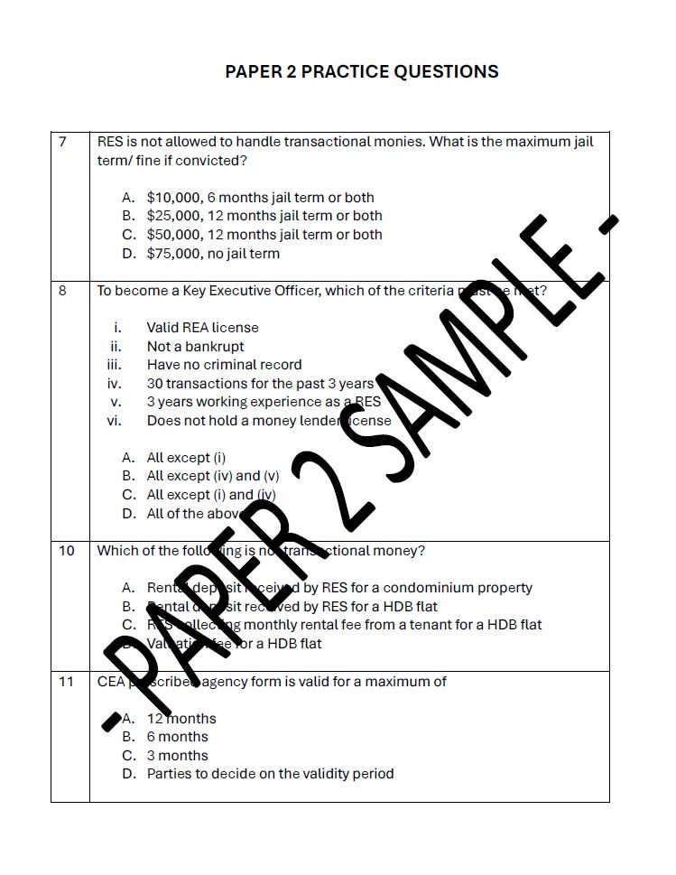2025 October RES Exam Paper 2 Bundle- Notes+Practice Qns+Mock Paper ...