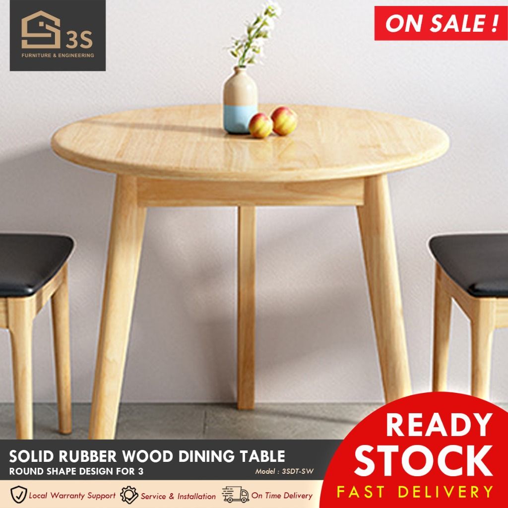 [3S FURNITURE] Elegant and Simple Solid Rubber Wood Dining Table * FREE ...