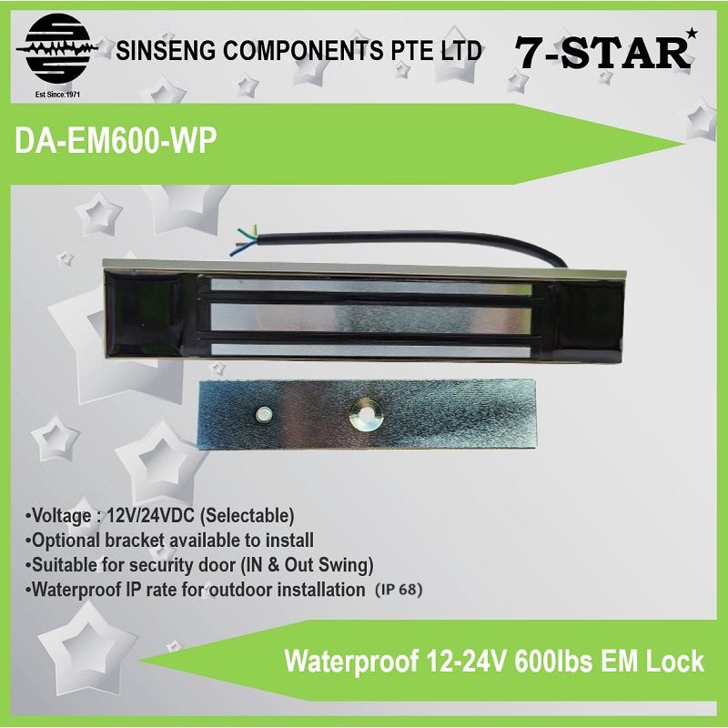 7-STAR* IP68 Waterproof EM Lock 12-24V 600lbs for Door Lock / Access ...