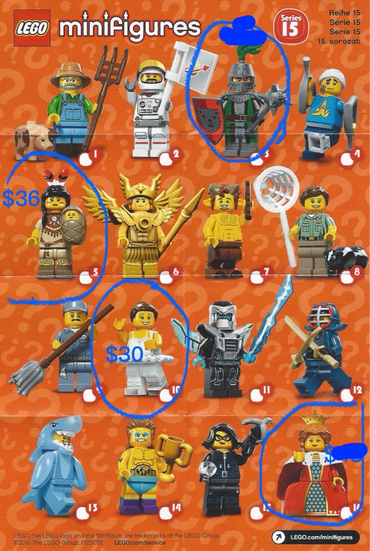 「全新」 Lego 樂高 Minifigures Series 15 No. 3 5 10 16, 興趣及遊戲, 玩具 & 遊戲類 ...