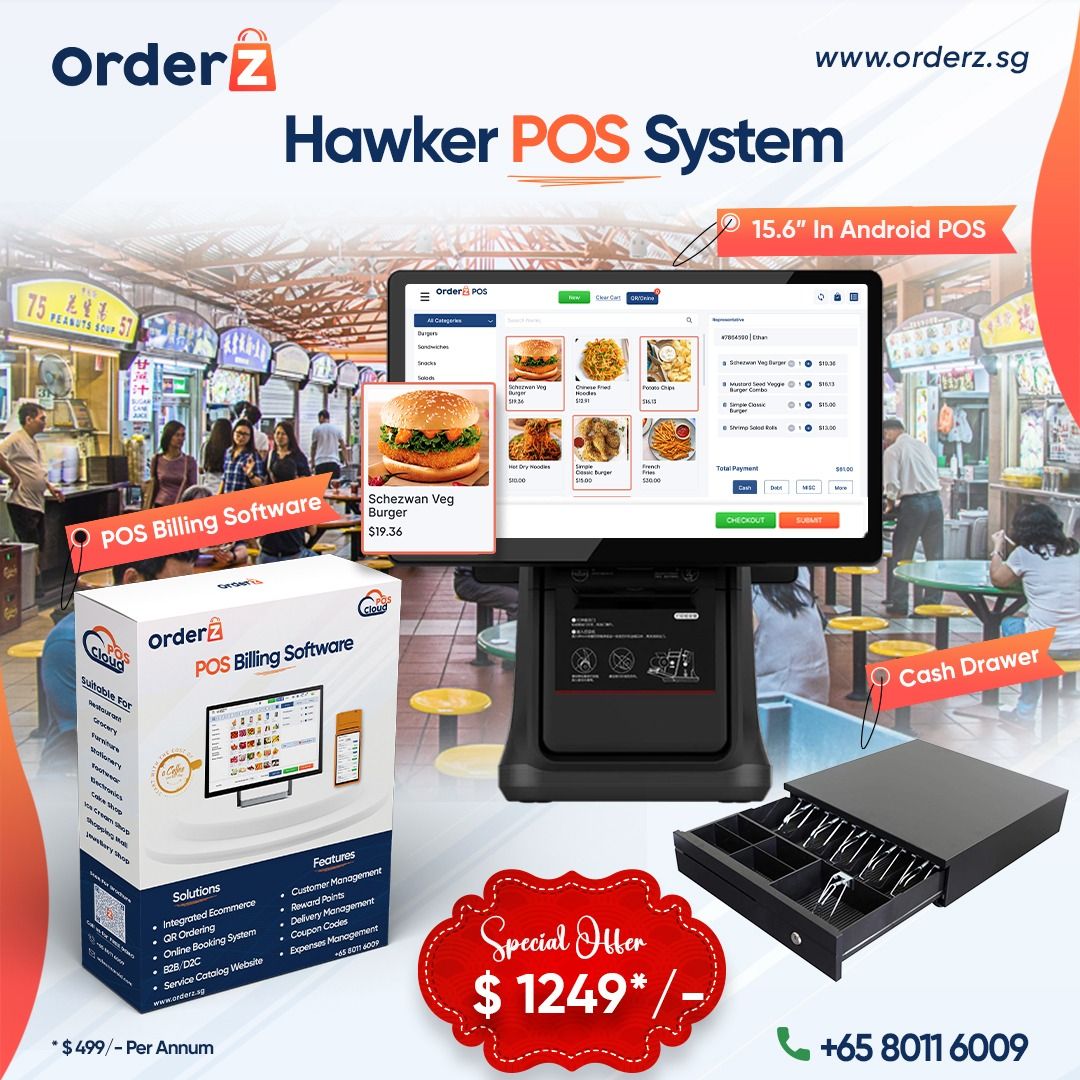 Hawker POS Software with POS Device and Cash Box | Cashier Machine ...