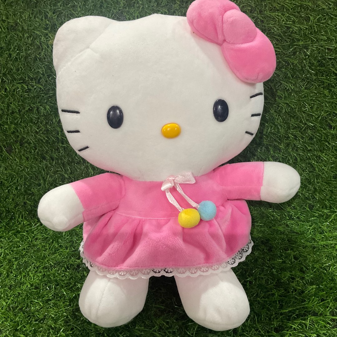 Hello Kitty Pink Ribbon Hard Eyeball Nose Plush Stuffed Toy with ...