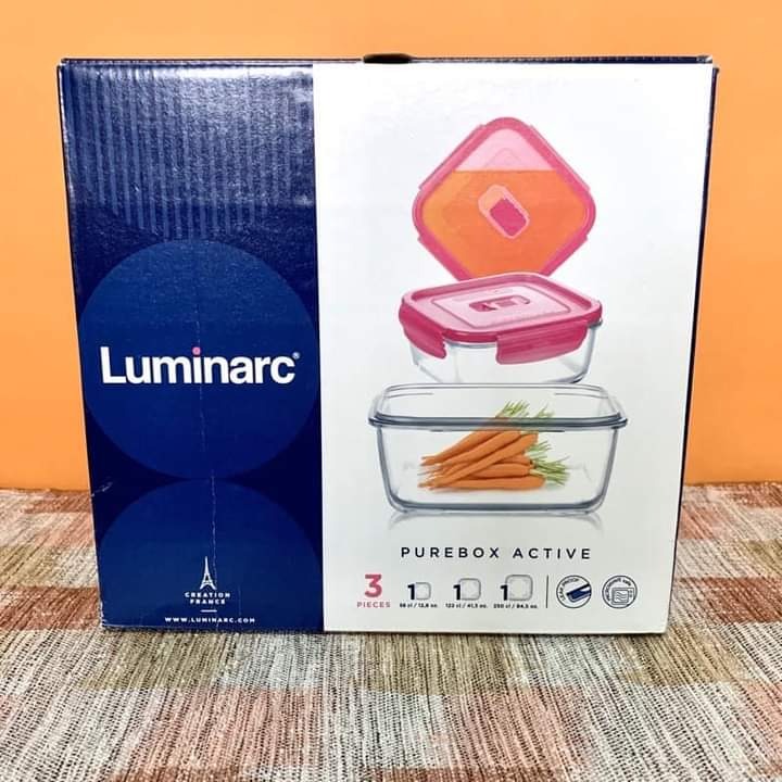 Luminarc Pure box. Set of 3 glass container. Available in 2 colors ...