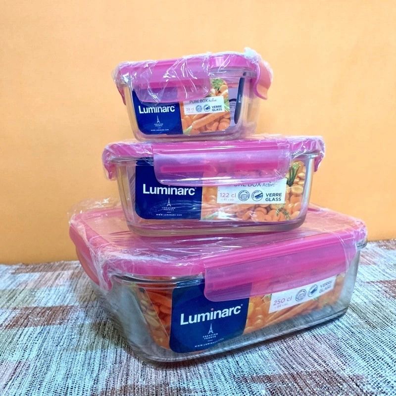 Luminarc Pure box. Set of 3 glass container. Available in 2 colors ...