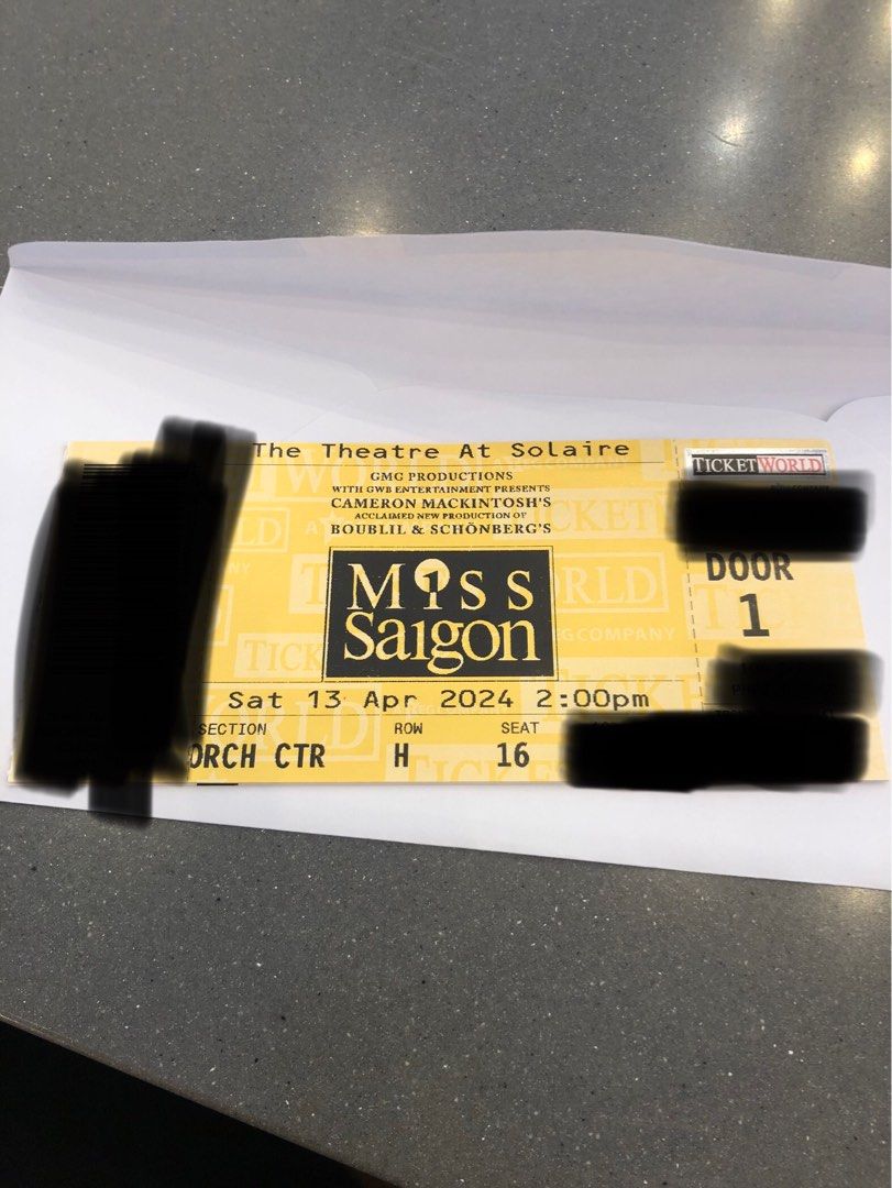 Miss Saigon Orchestra Center tickets, Tickets & Vouchers, Event Tickets ...