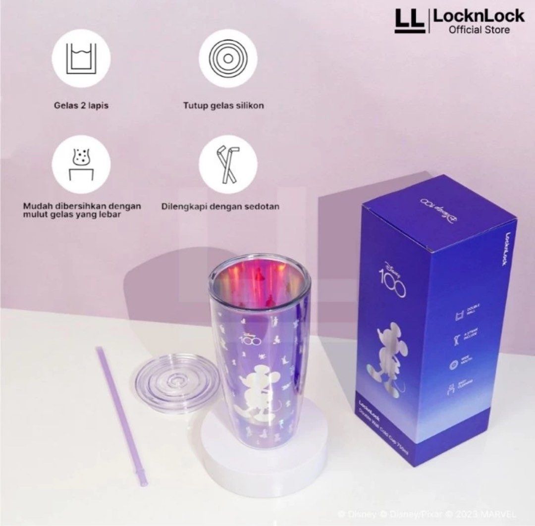 [NEW] LocknLock Double Wall Cold Cup Disney100 Edition 750ML, Kitchen ...