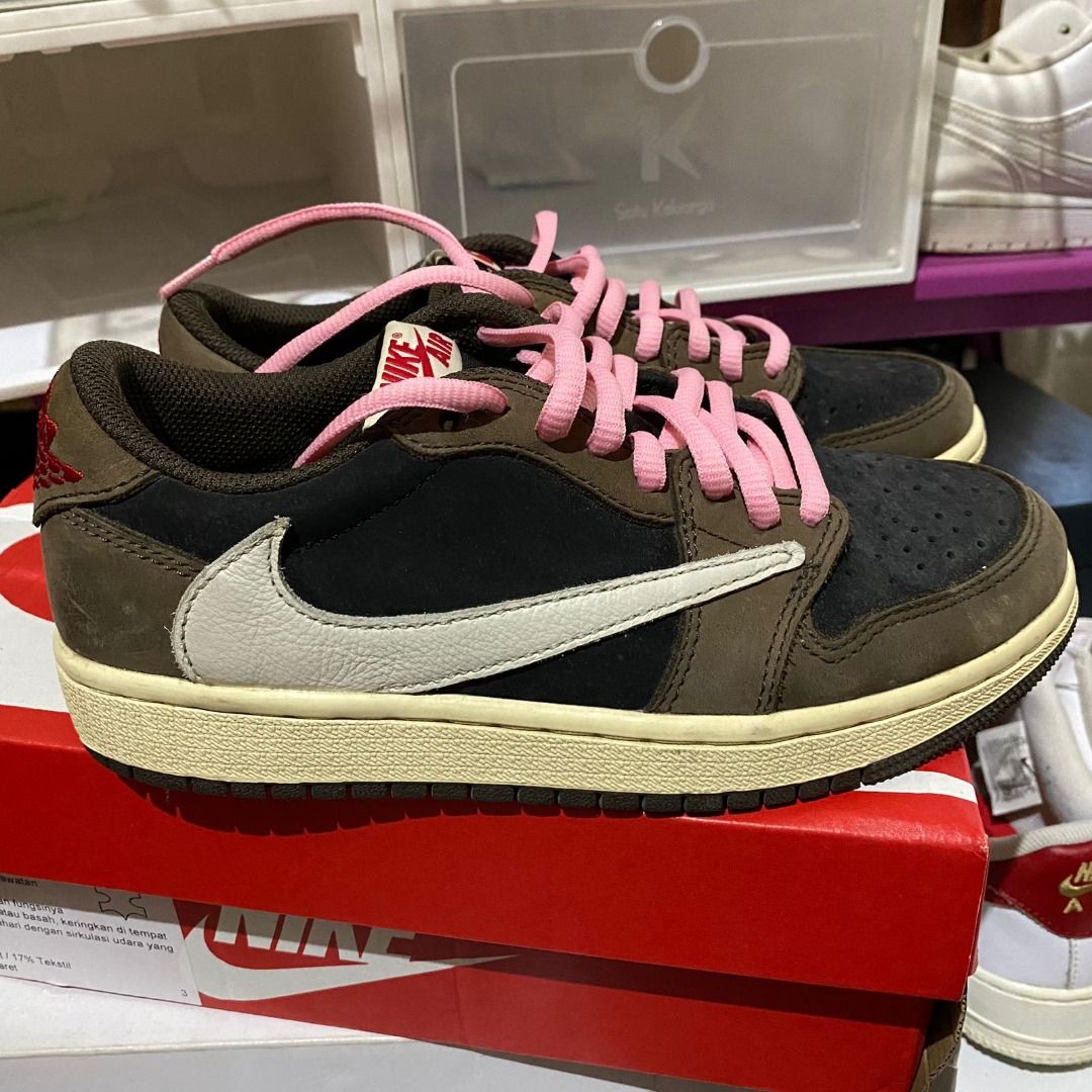 Nike Air Jordan Low Travis Scott Dark Mocha, Fesyen Wanita, Sepatu di ...