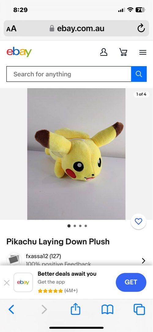 Pikachu Lying Down, Hobbies & Toys, Toys & Games on Carousell