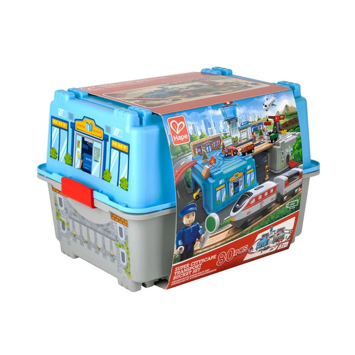 (Preorder) Hape Super Cityscape Transport Bucket Set/ Wooden Train ...