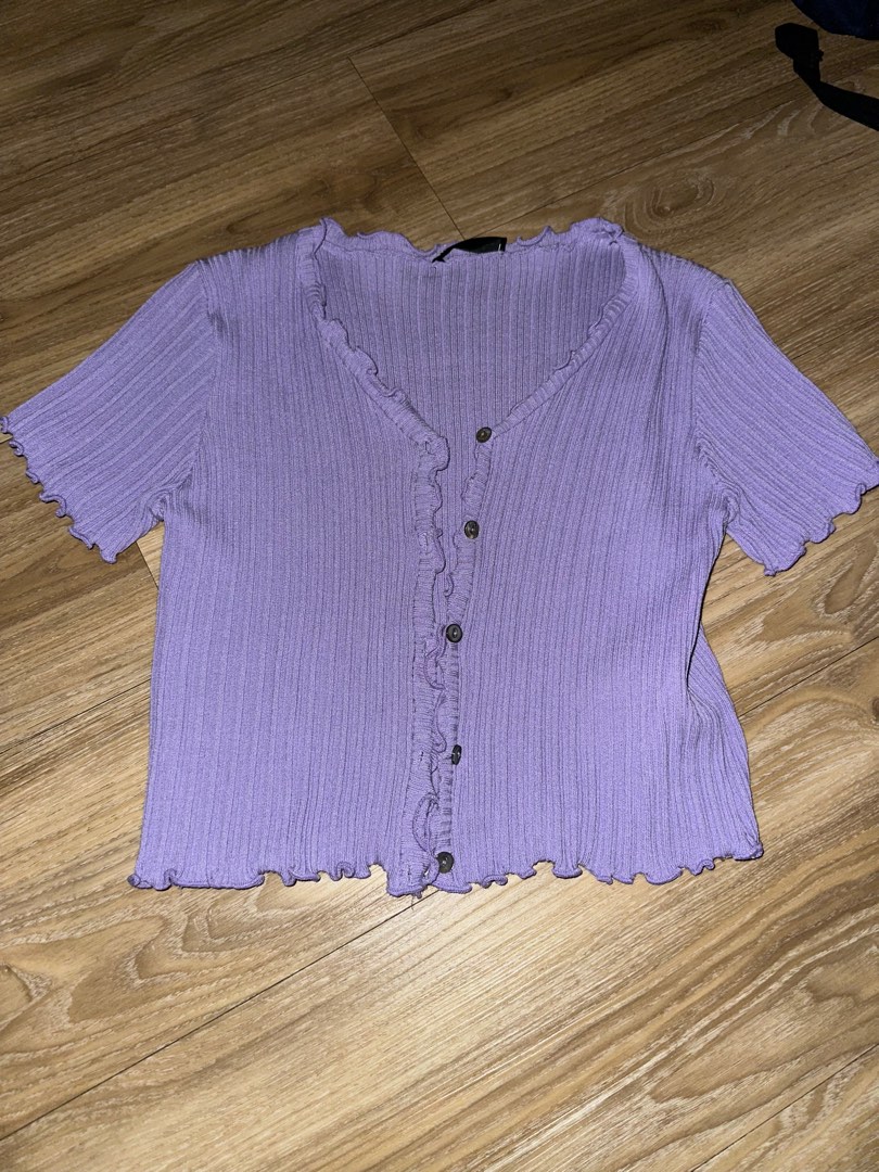 PURPLE RIBBED TOP, Women's Fashion, Tops, Blouses on Carousell