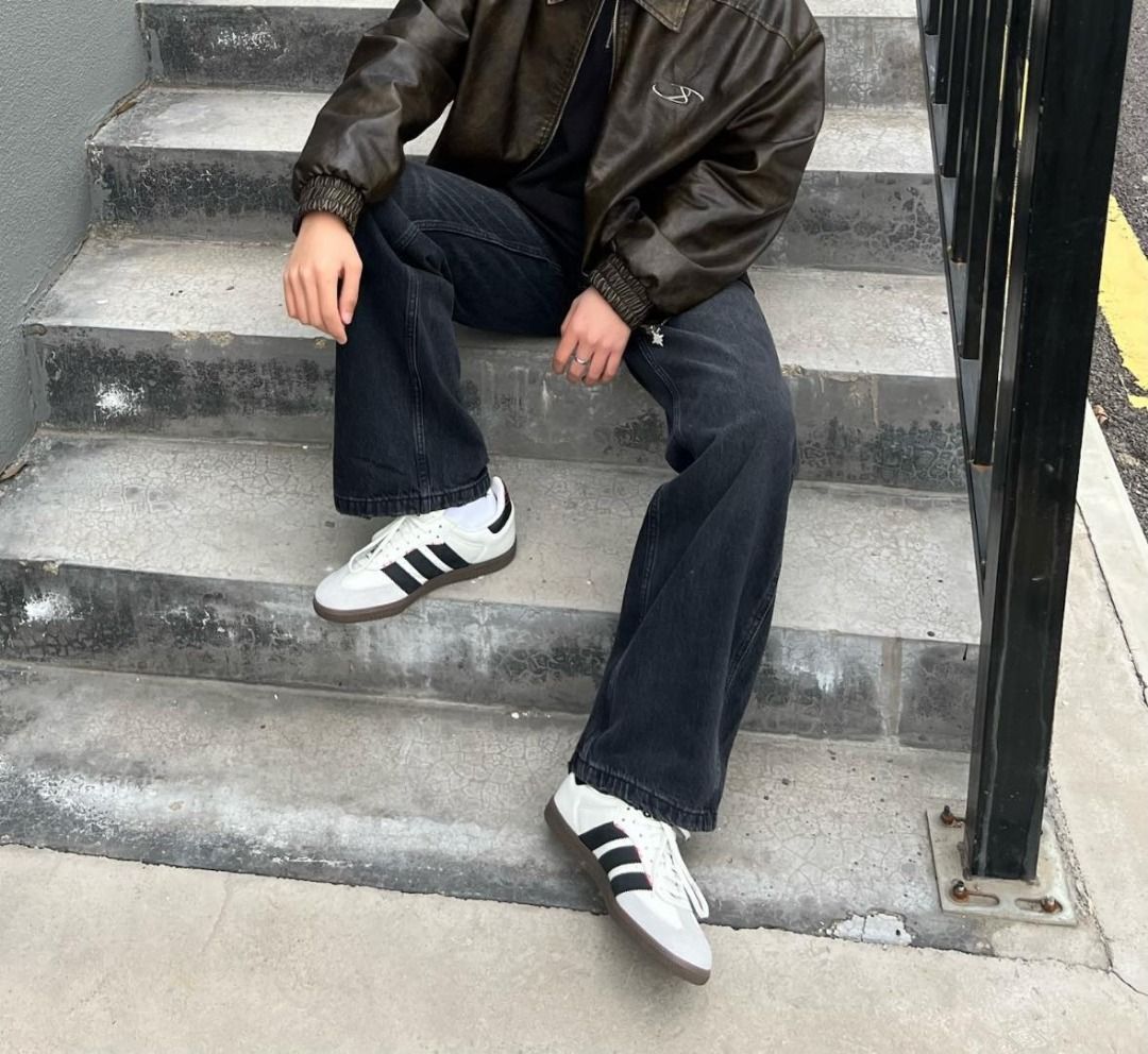 Samba OG Oversized Logo Grey Black Gold Metallic Gum, Men's Fashion ...