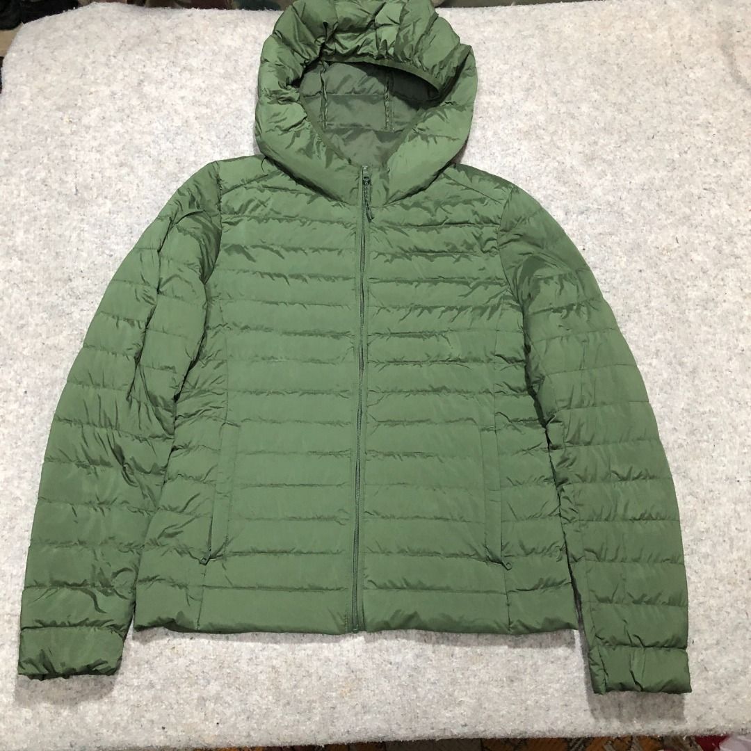 UNIQLO Ultra Light Down Hooded Puffer Puff Jacket Green Winter Snow ...