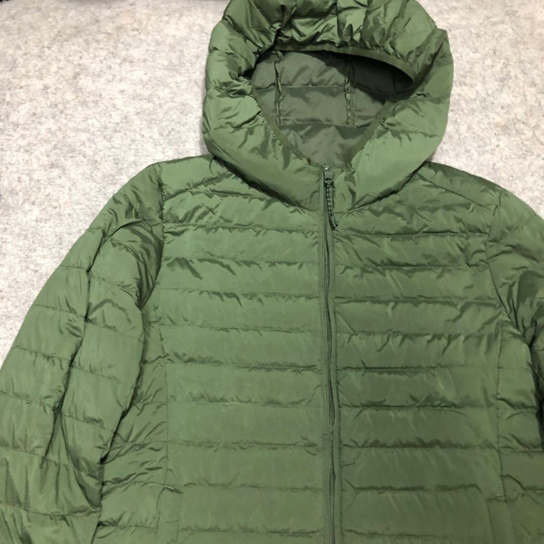 UNIQLO Ultra Light Down Hooded Puffer Puff Jacket Green Winter Snow ...