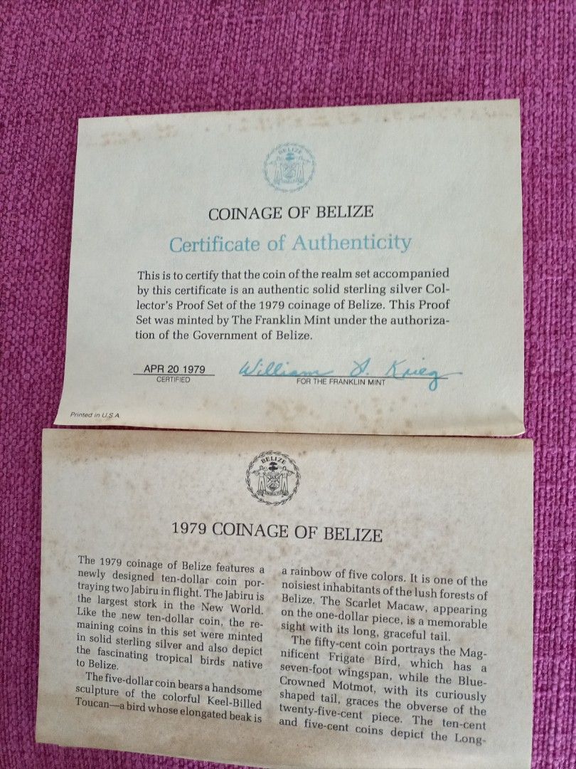 1979 coinage of Belize solid sterling silver proof set, Hobbies & Toys ...
