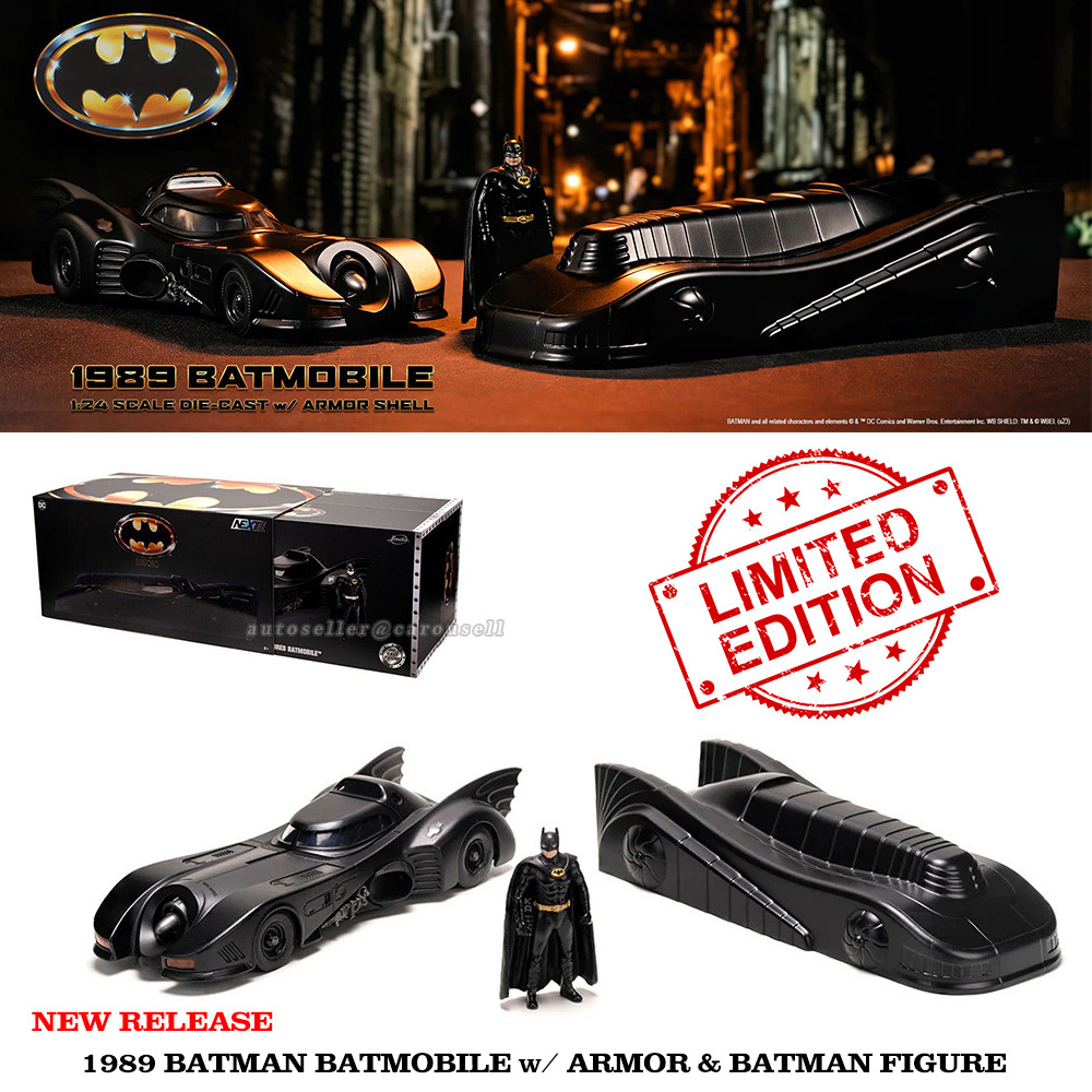 1989 Batman Batmobile w/ Armor Shell & Batman Figure 1:24 Die-cast ...