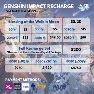 [8080 $99] Genshin Impact Genesis Crystals TOP UP | Genshin Impact [Genshin Impact Crystals ...