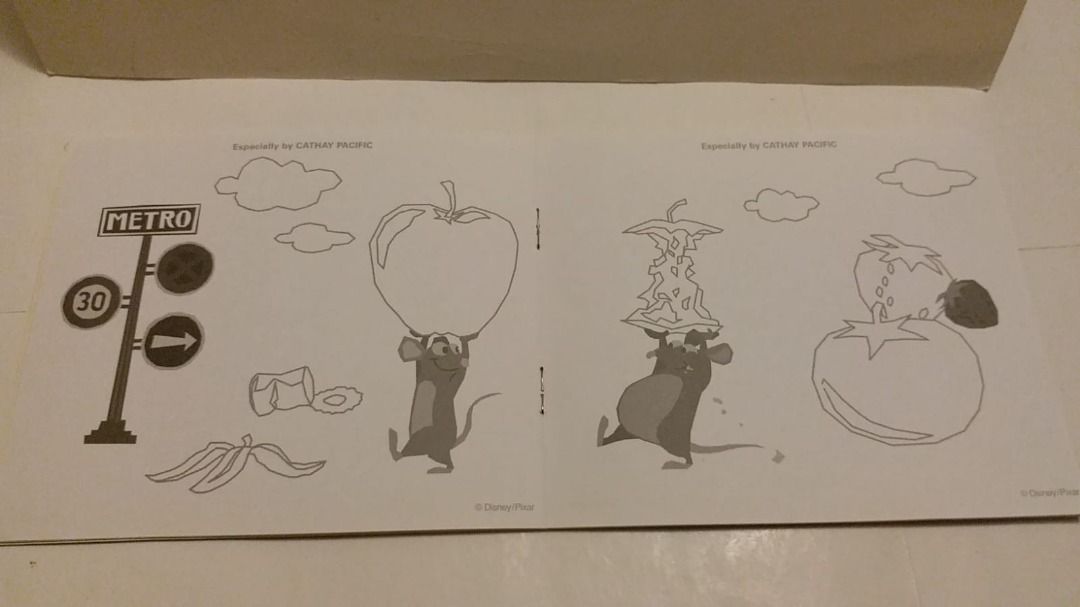 五星級大鼠 Ratatouille Disney Pixar 迪士尼 國泰航空Cathay Pacific 兒童填色冊 貼紙書籤 填色簿 遊戲 ...