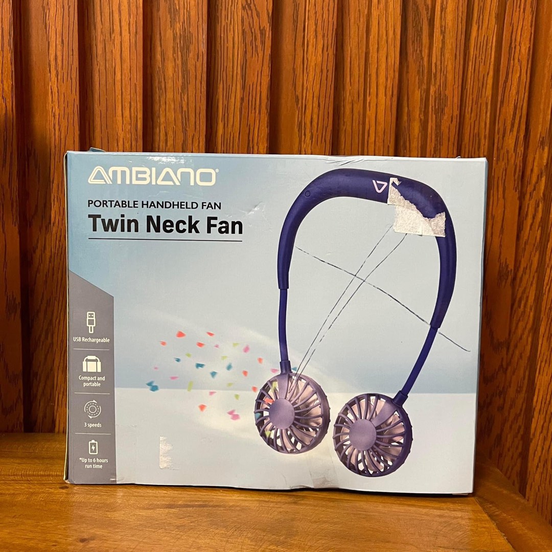 Ambiano Portable Handheld Twin Neck Fan, Furniture & Home Living ...
