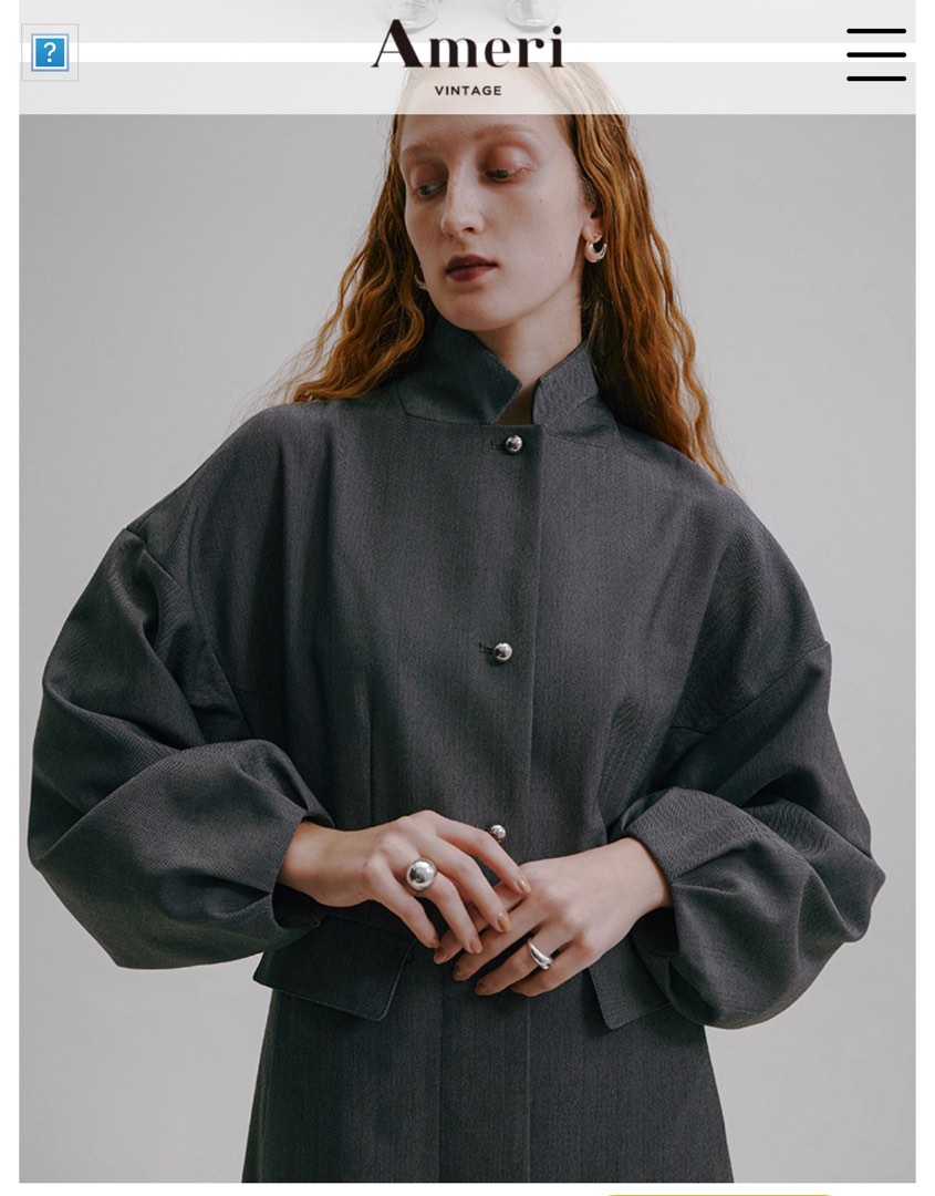 Ameri vintage黑石奈央子 日本貴牌 灰色長版風衣 2WAY HERRINGBONE JACKET DRESS, 她的時尚, 外套、夾克、大衣在旋轉拍賣