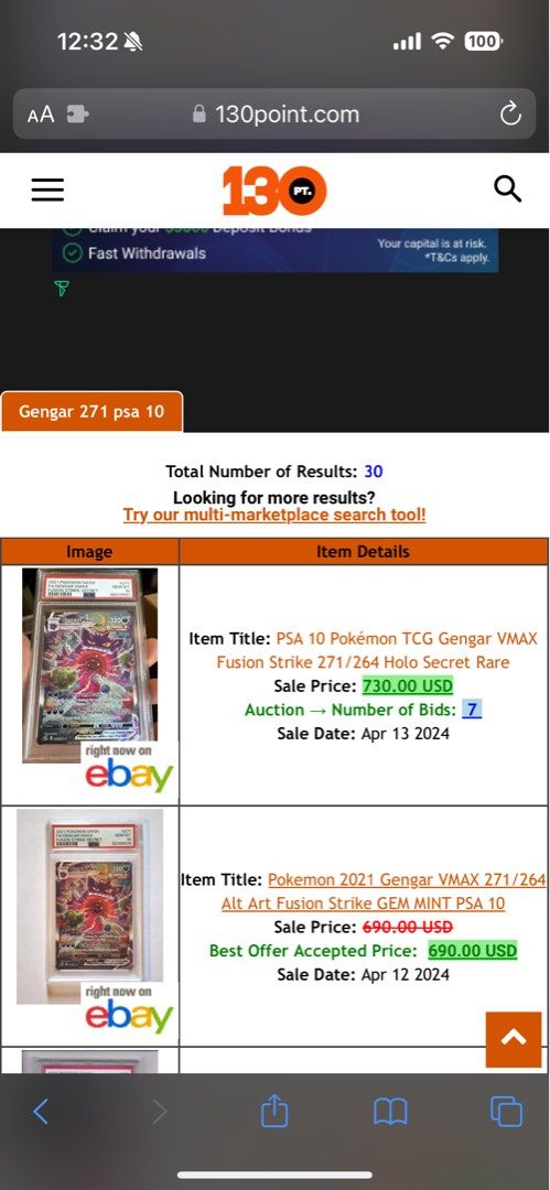 [BGS 10] Gengar Vmax Fusion Strike #271 Alt Art Pokemon Card TCG Mint ...