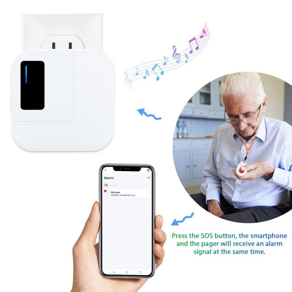 CallToU WiFi Tuya Smart Caregiver Pager SOS Buzzer Alarm Panic Button ...