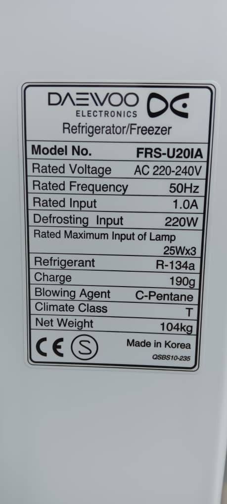 Daewoo 2 side by side doors refrigerator 537 litres peti ais fridge ...