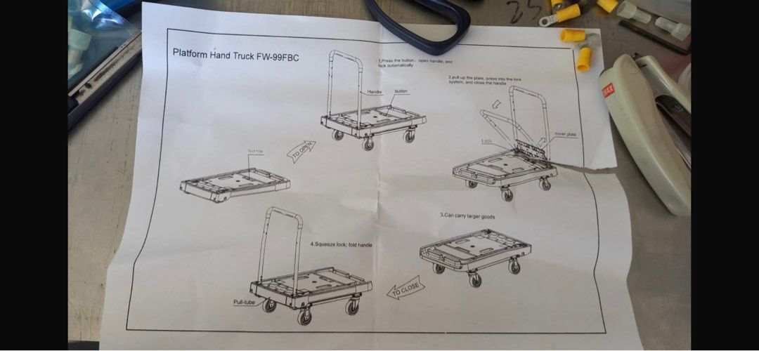 Foldable Trolley 200 kg Capacity Four Wheel Trolley Foldable, Hobbies ...