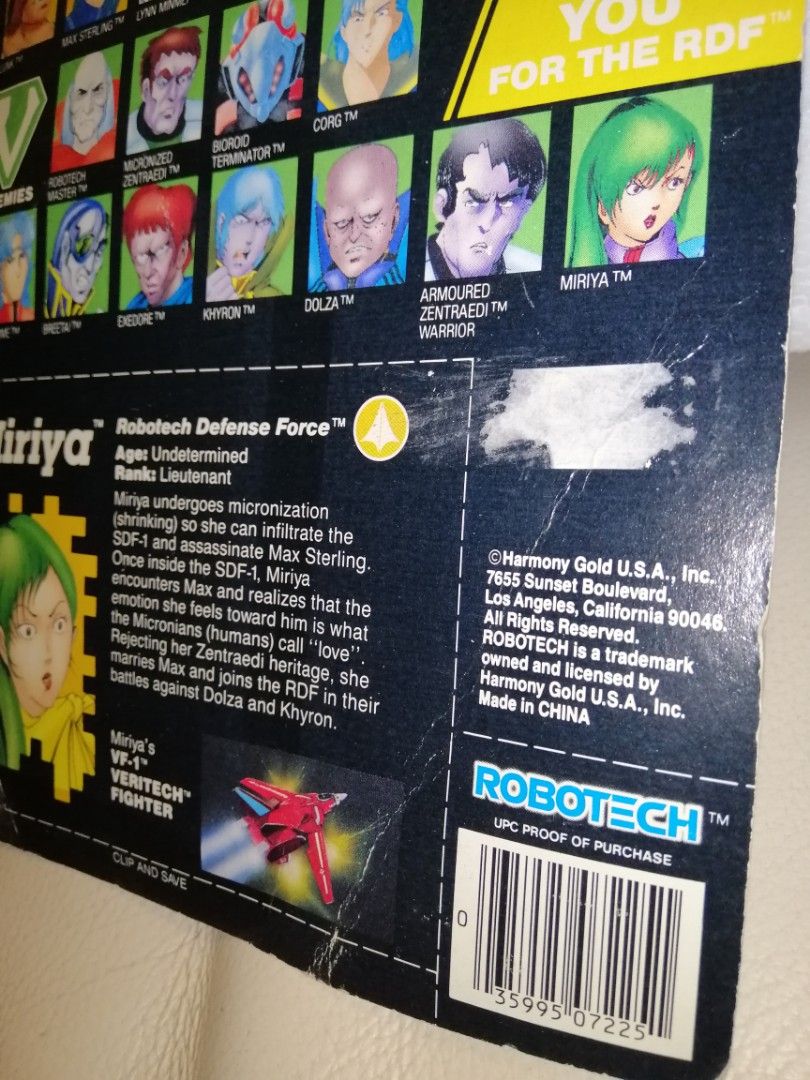 Harmony Gold Robotech Macross pilot figures Miriya (MISB) vintage 80s ...