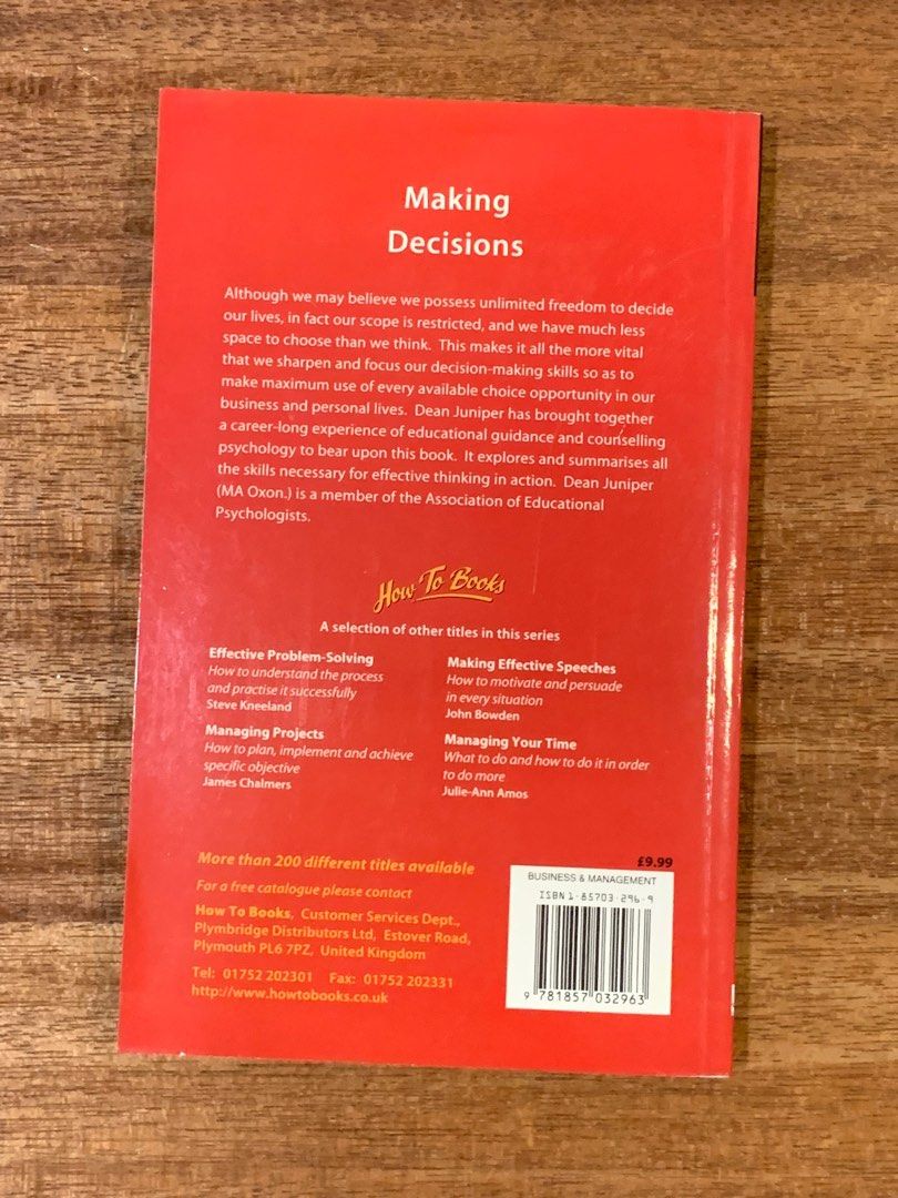 Making Decisions ;How to develop the skills that make for good ...